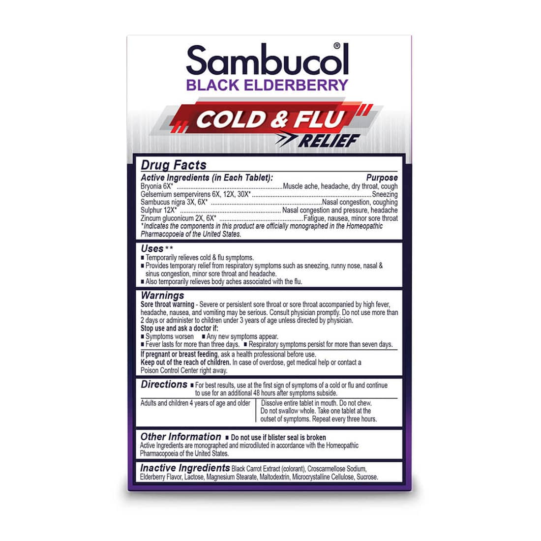 Black Elderberry Cold & Flu Relief Tablets - 30 count – Sambucol USA