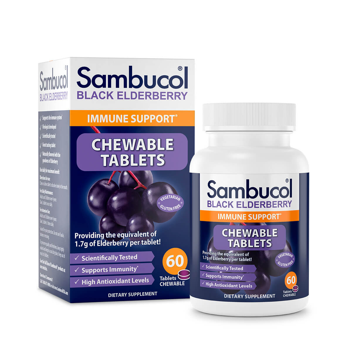 Black Elderberry Chewable Tablets - 60 count – Sambucol USA